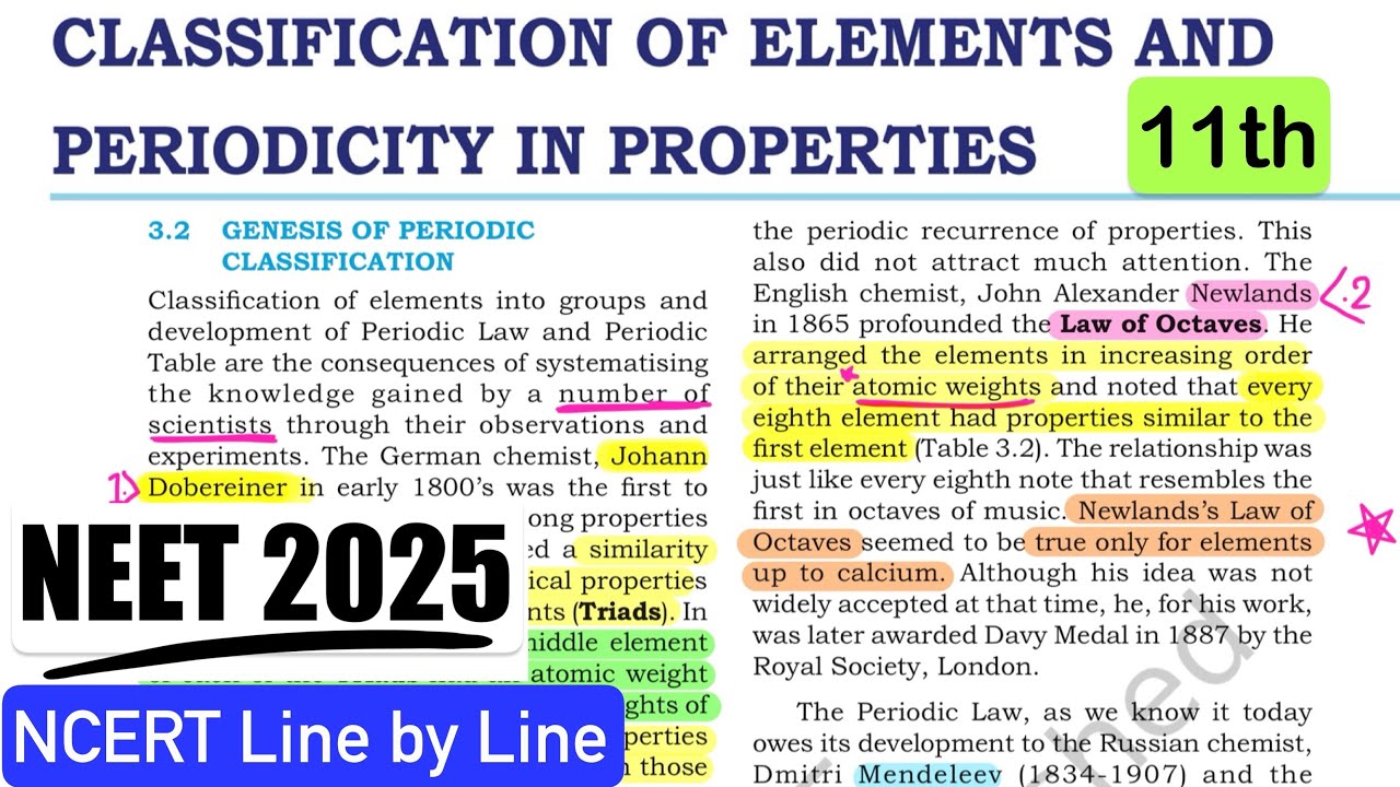 Periodic Properties NCERT Line by Line || NCERT HIGHLIGHTS| Periodic ...