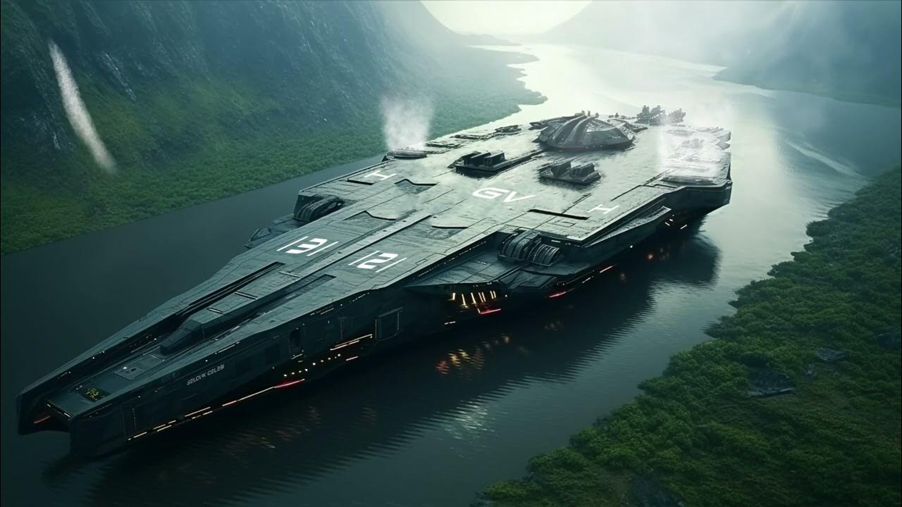 Starfield Spaceship Carrier on the Alien Planet. Sci-Fi Ambiance for Sleep, Study, Relaxation ...