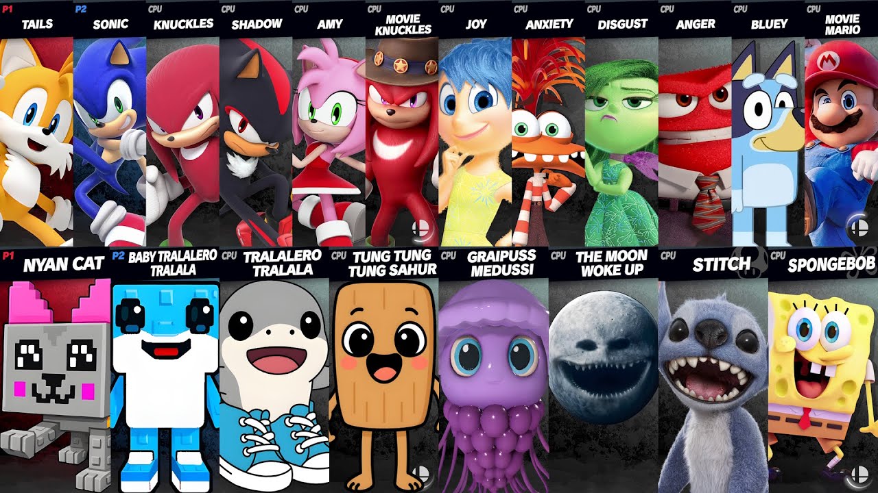Sonic vs Mario vs Italian Brainrot vs Stitch vs Tralalero Tralala Nyan ...