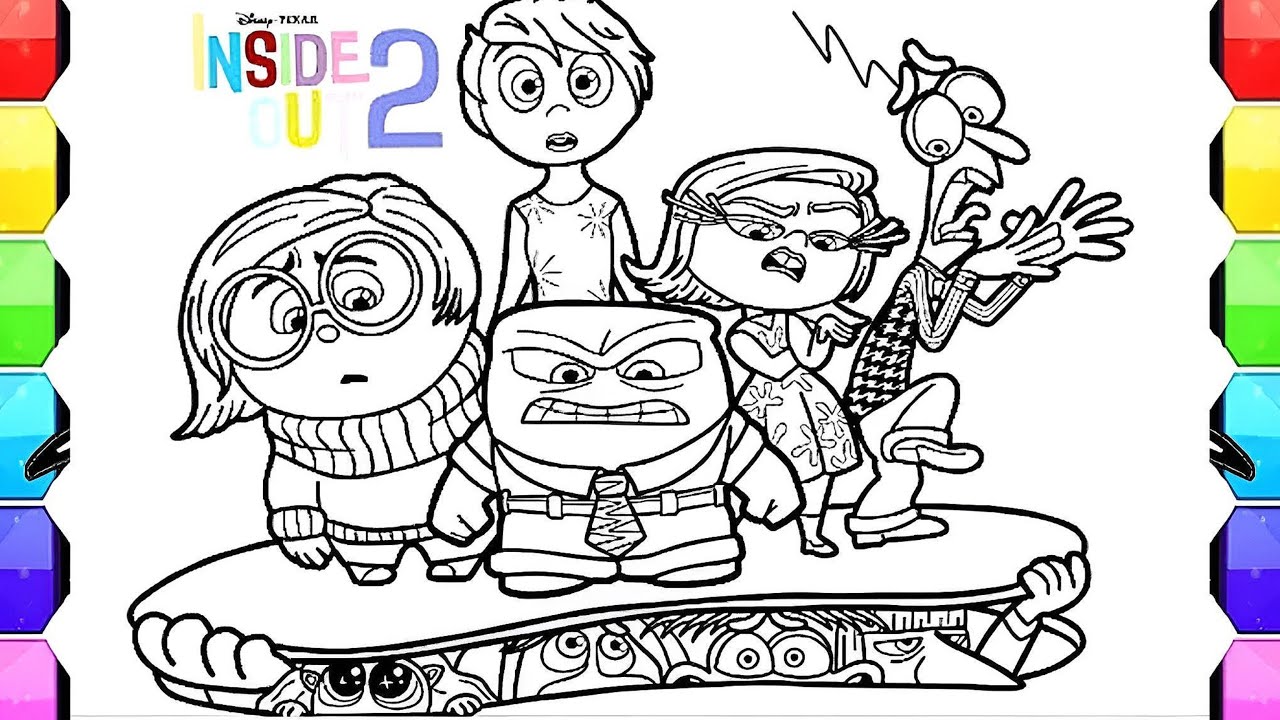 Inside Out 2 Drawing Pages // Joy Sadness Anger Fear Disgust Anxiety ...