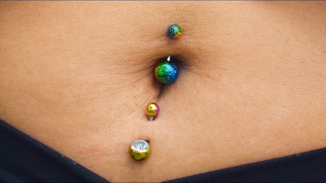 The Most Colorful Double Belly Button Piercing To Have! - YouTube
