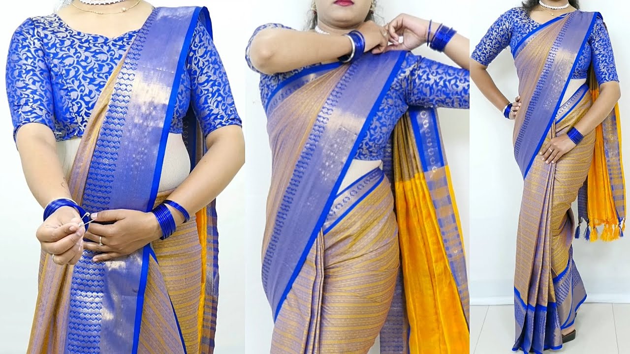 Beginners saree draping tutorial | easy cotton silk saree draping for ...