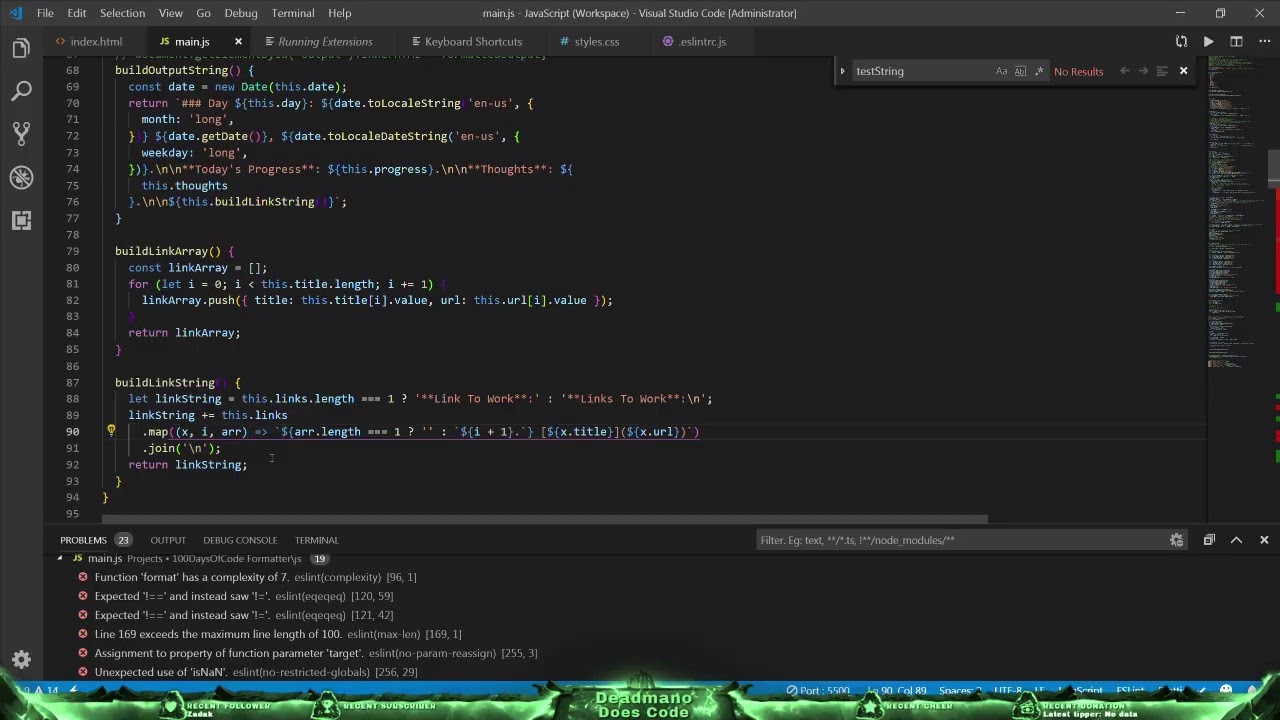 #100DaysOfCode Day 27/100 - Building A Log Formatter #6 - YouTube