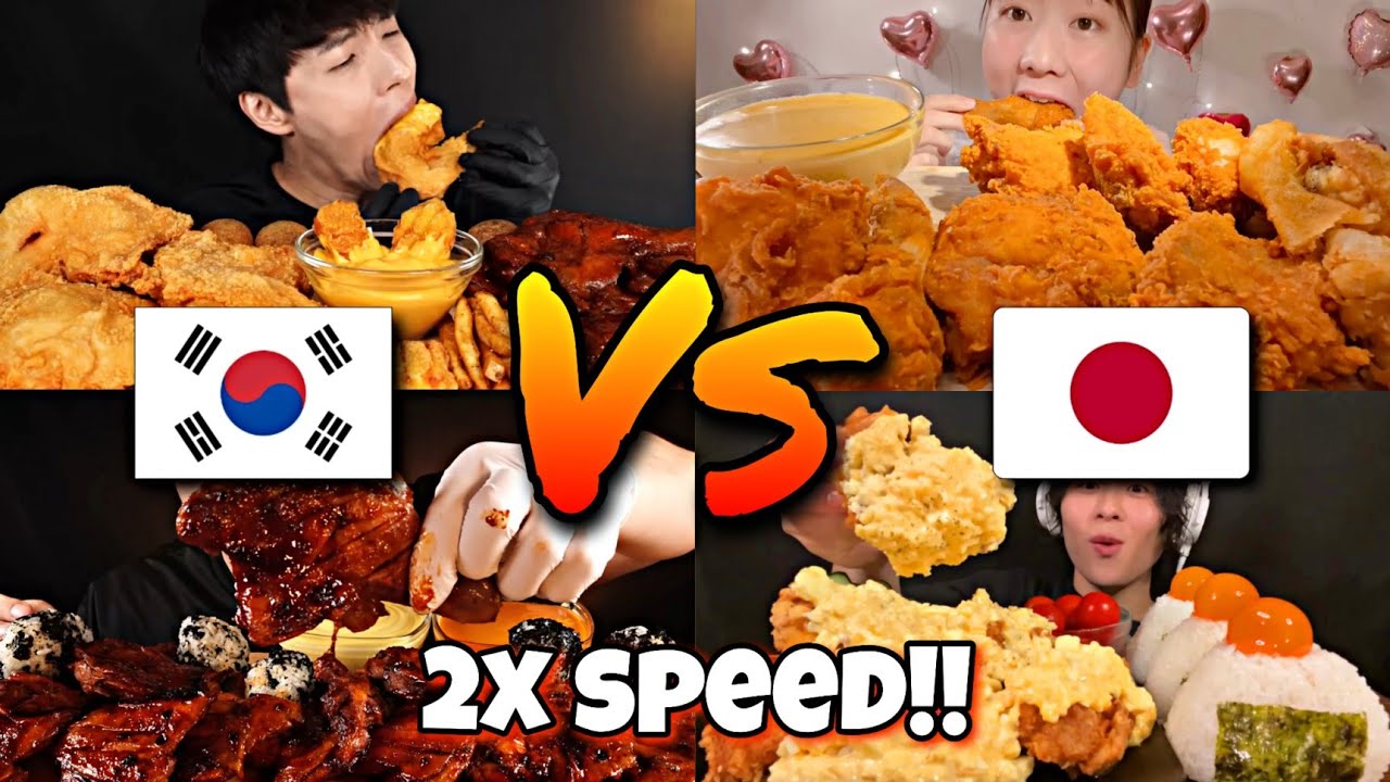 2x speed!!🔥ASME KOREAN vs JAPANESE Mukbangers EATING CHICKENS🇰🇷🇯🇵 ...