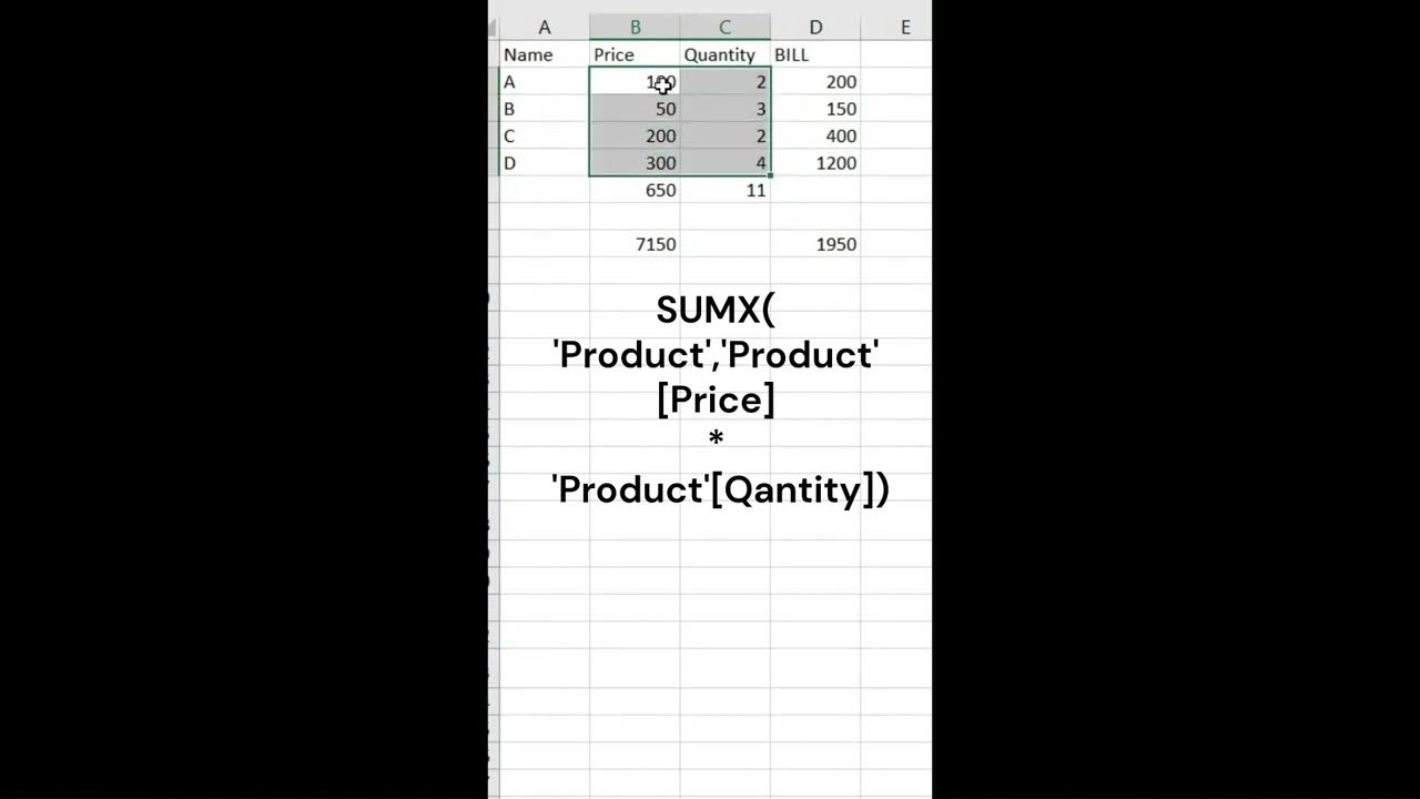 SUM and SUMX in Power BI |sum and sumx difference in power bi - YouTube
