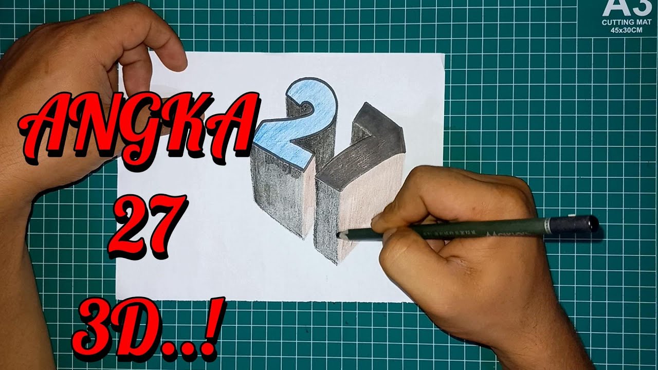 Tutorial mudah melukis nama angka 27 3d cocok untuk pemula - YouTube
