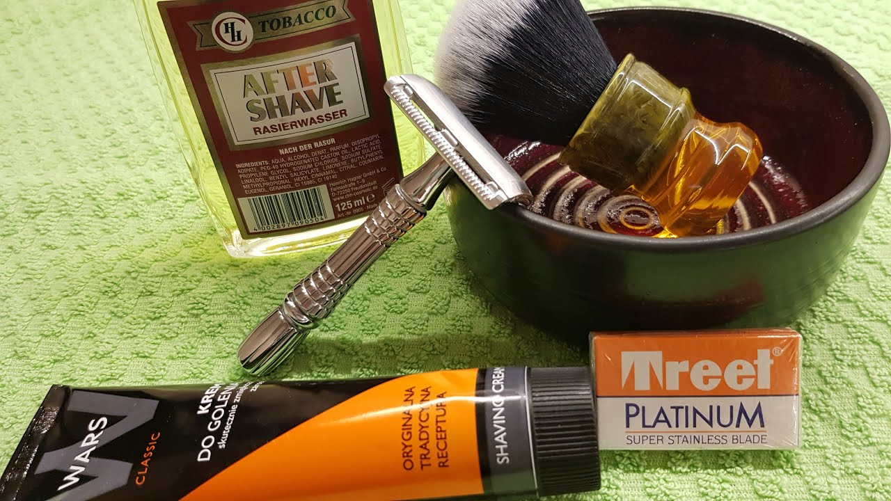Golenie maszynką na żyletki - krem do golenia Wars - pędzel syntetyczny ...