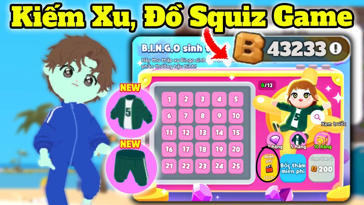 Cách Kiếm Xu Sinh Tồn, Nhận Đồ Squiz Game 2 Play Together - YouTube