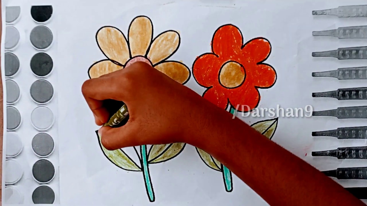 kids Drawing Colour Filling with Crayons #02 - YouTube