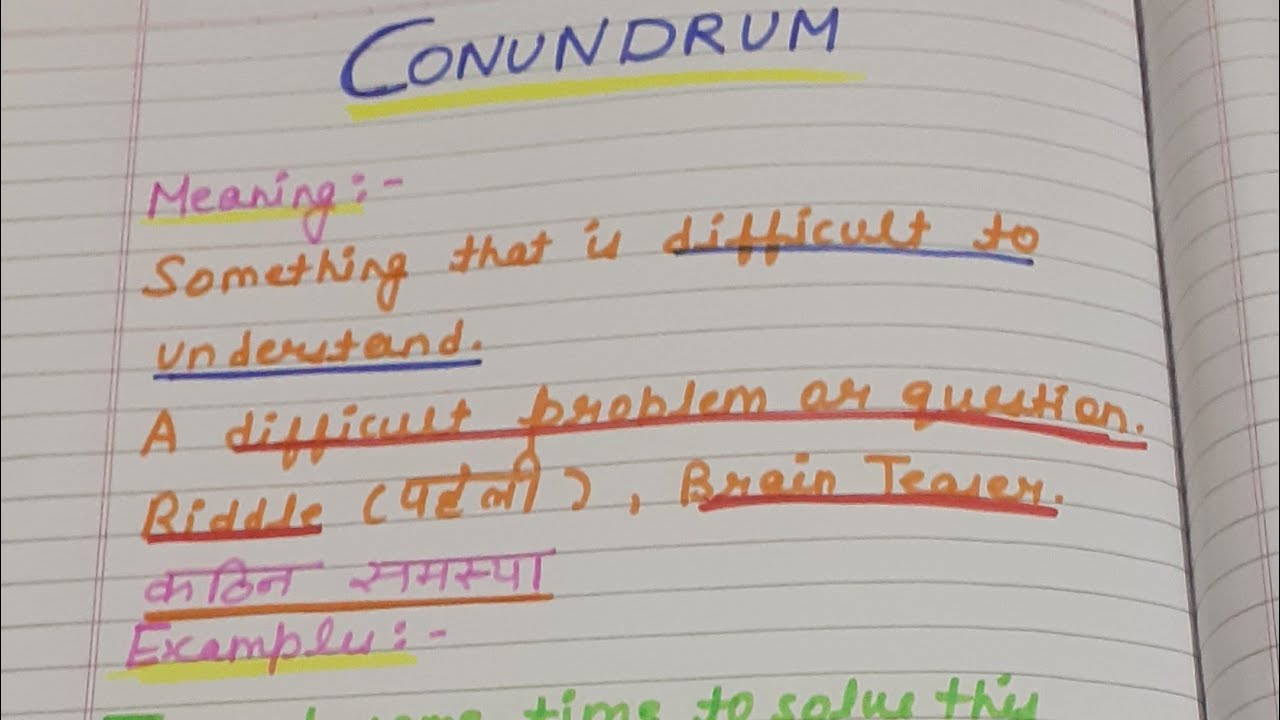 CONUNDRUM - MEANING WITH EXAMPLES - YouTube