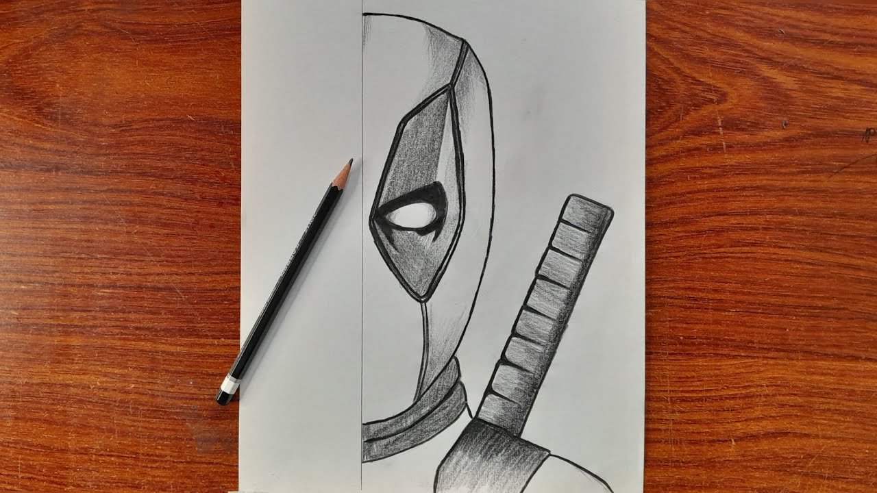 How To Draw Deadpool Step-By-Step || Easy Deadpool Half Face Drawing ...