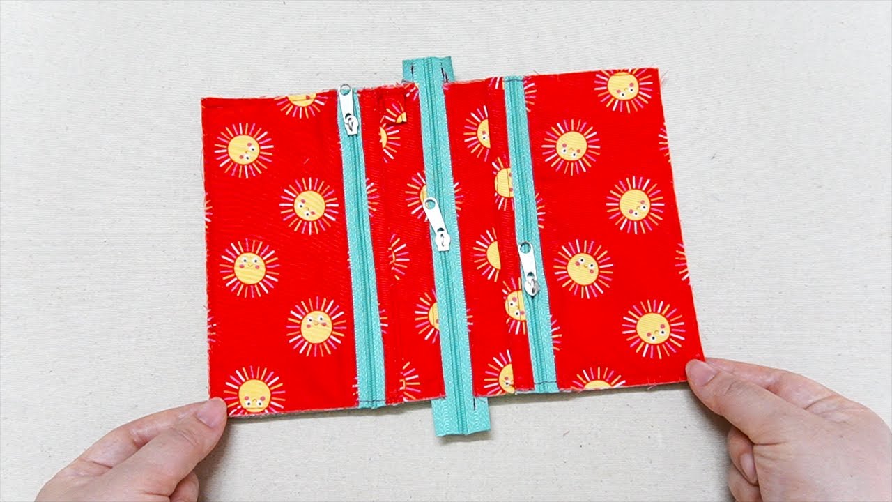 Making a mini wallet with 3 zippers 💟 Sewing tutorial - YouTube