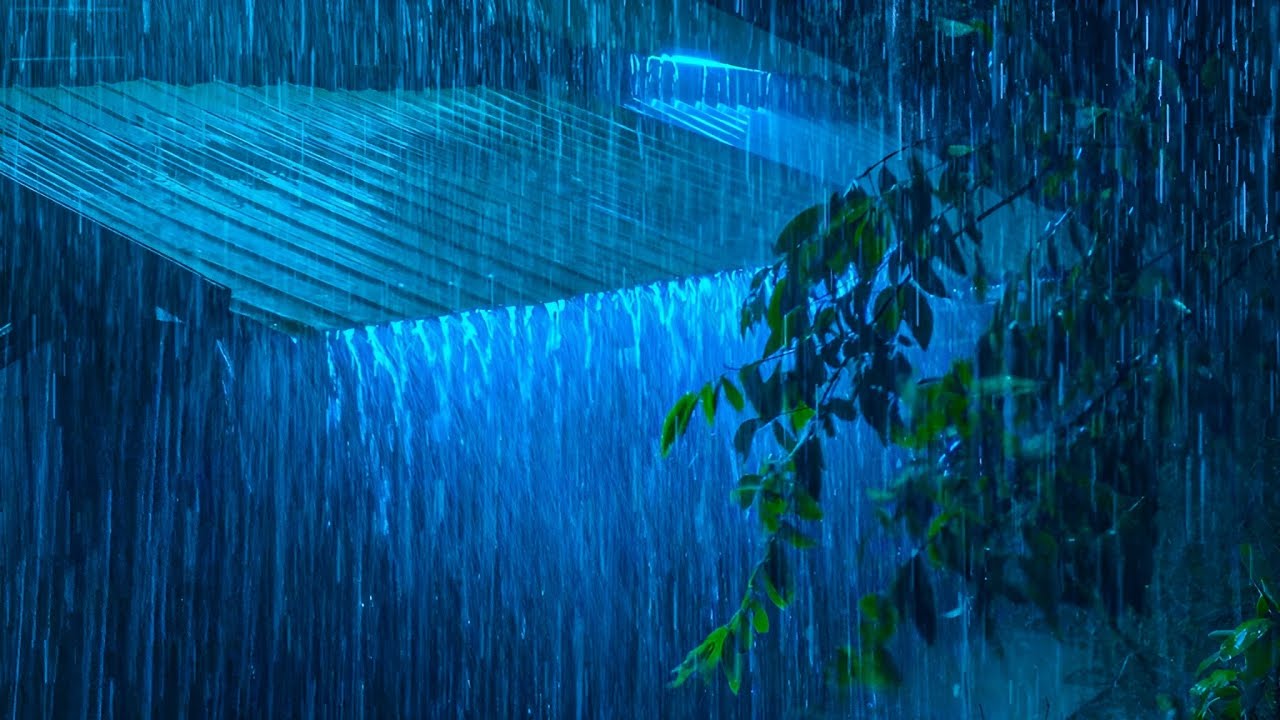 Peaceful Rainfall in a Quiet Village at Night | Soothing Thunder Sounds ...