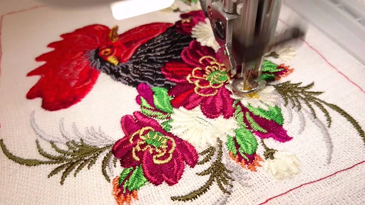 Machine embroidery design Rooster by Royal Present Embroidery - YouTube