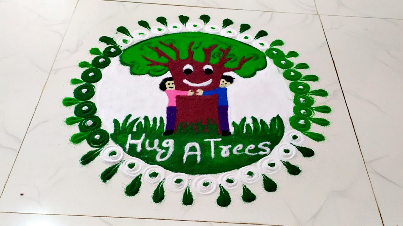 पर्यावरण दिवस विशेष रंगोली/save environment save earth/rangoli by ...