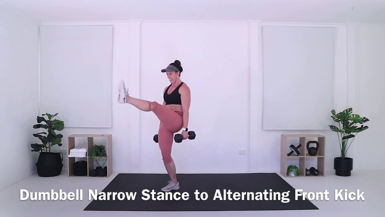 Dumbbell Narrow Stance Squat to Front Kick - YouTube