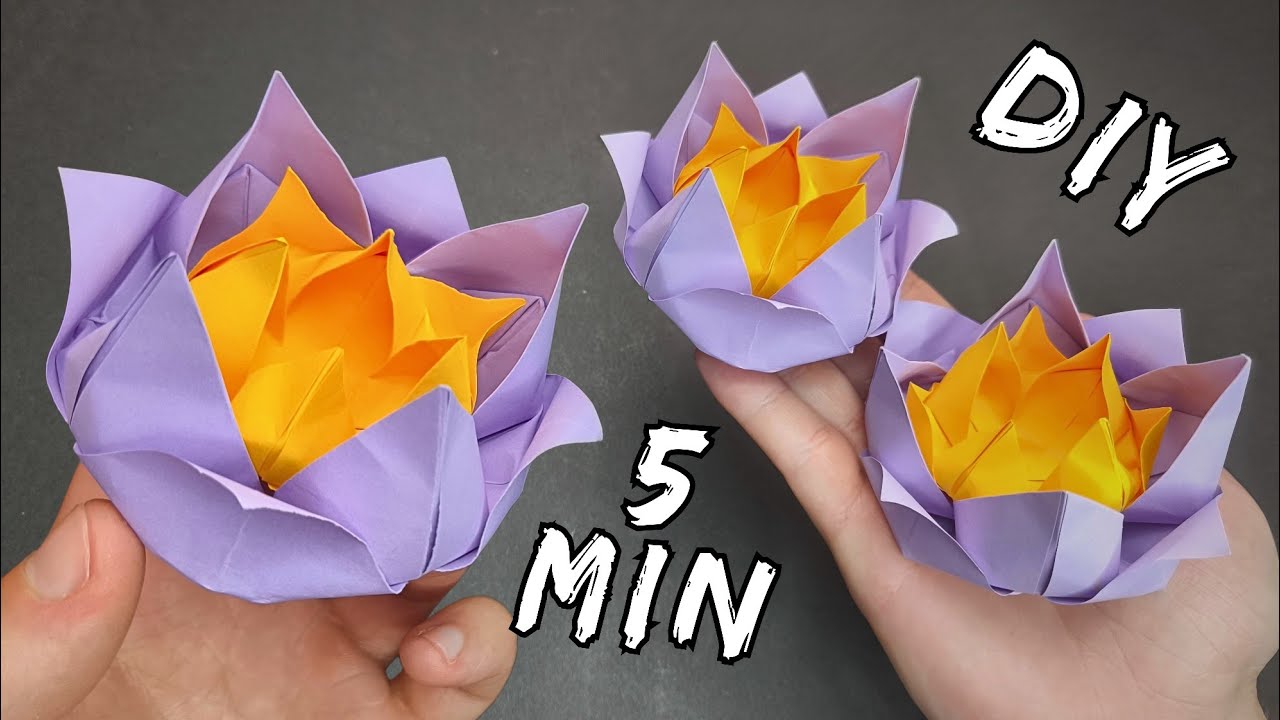 Origami Lotus Flower | How to Fold Super Easy Paper Flowers - YouTube