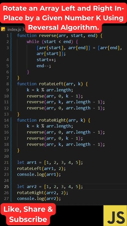 #48: (Method 3: Using Reversal Algorithm) Rotate an Array Left and Right by K Positions! | # ...