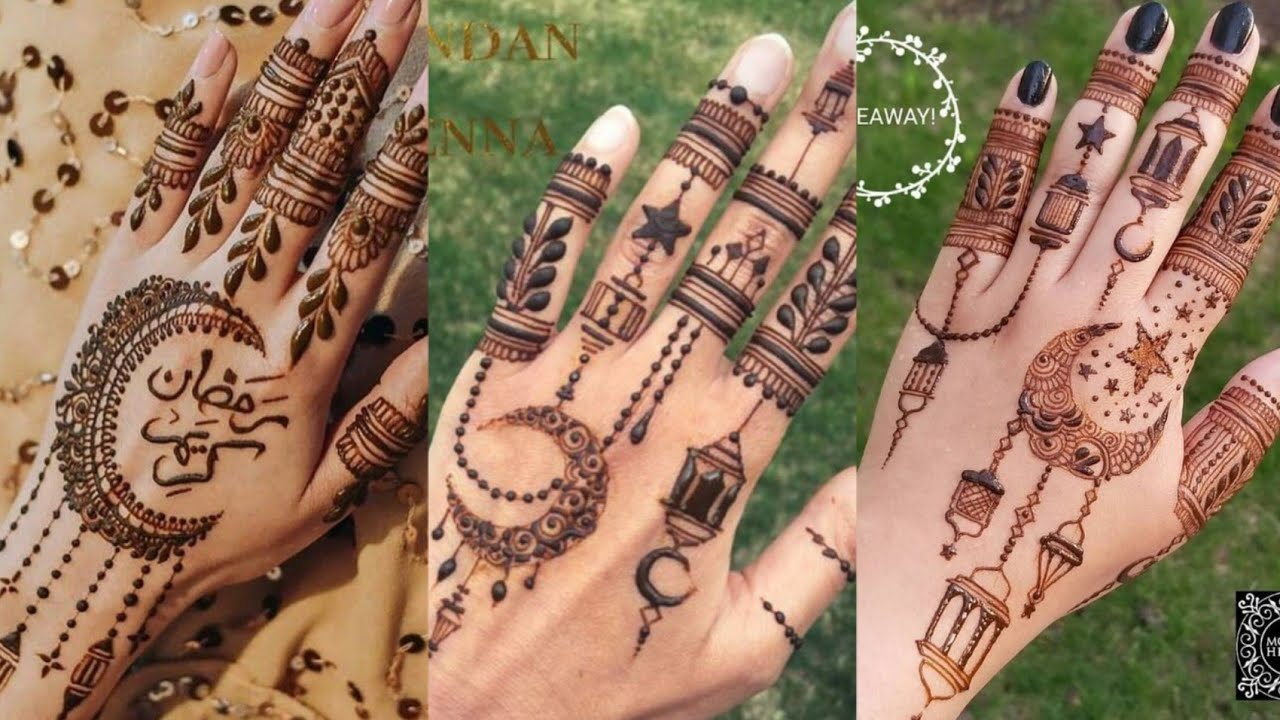 Simple Eid chand mehndi design for beginners | Easy Eid mehndi designs ...