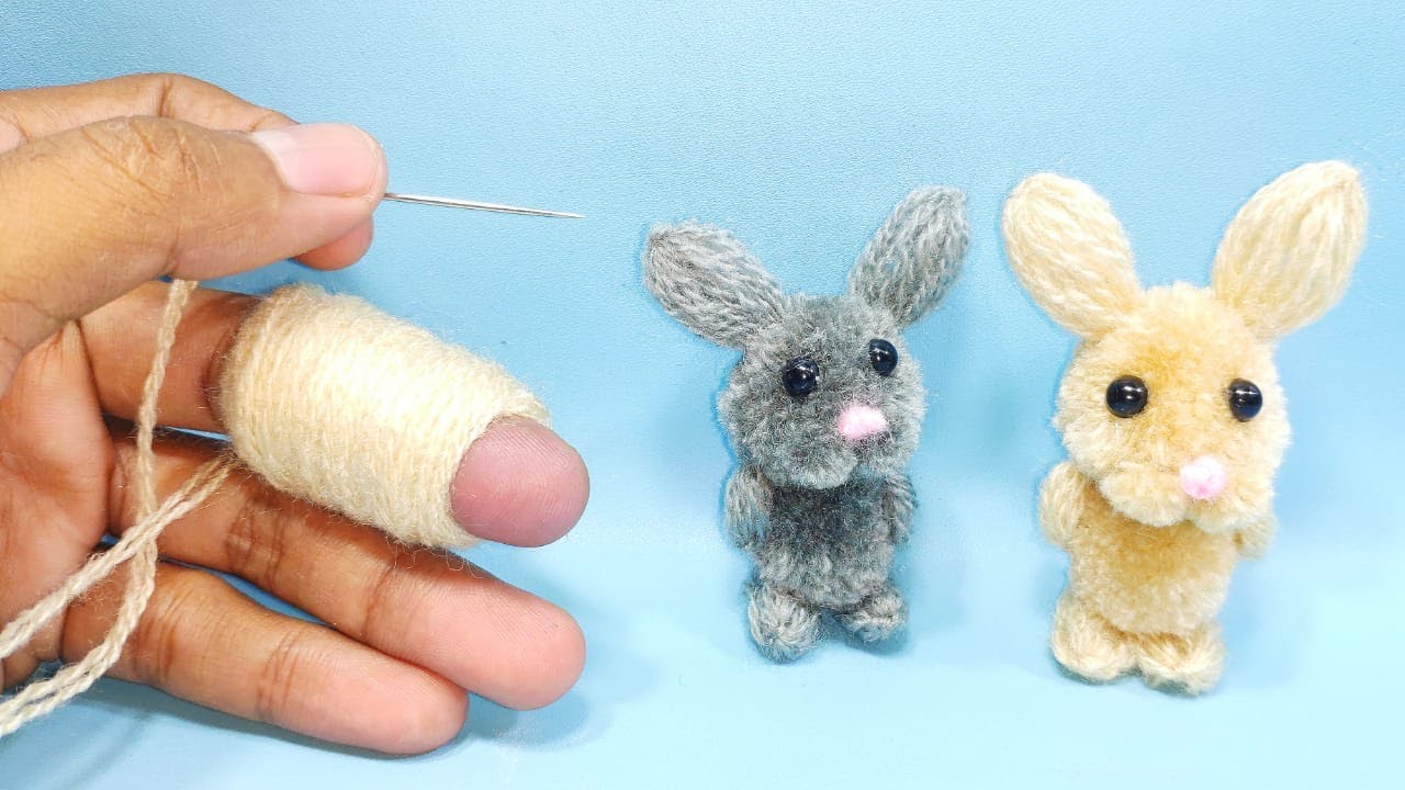 Pom Pom Bunny Craft - Cute Bunny Doll Woolen Craft - Pom Pom Toys - YouTube