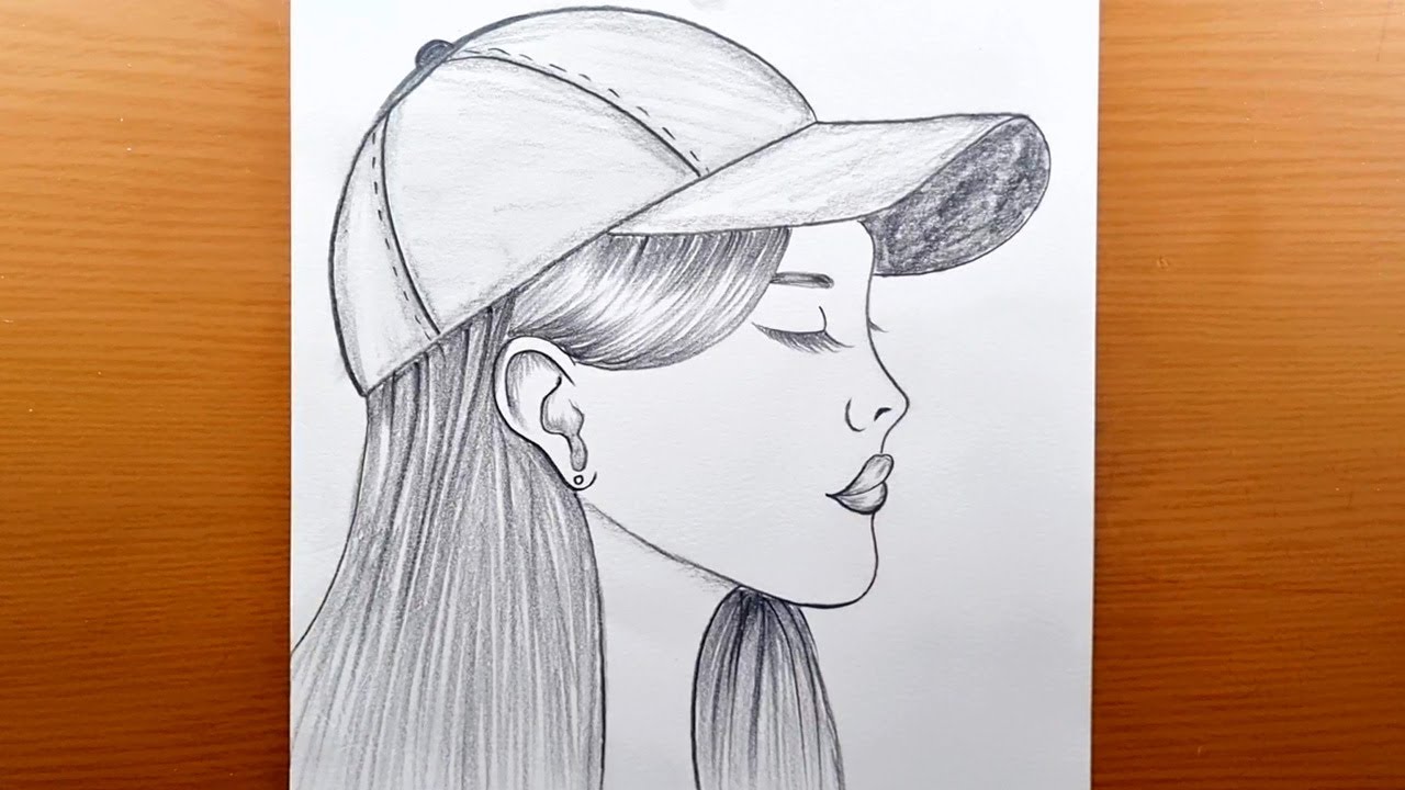 Disegno di una bella ragazza con cappello || Disegno Ragazza Facile ...
