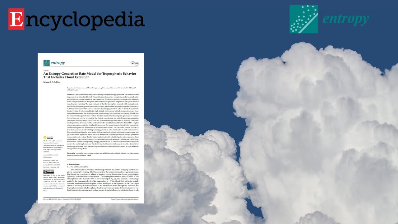 【Entropy】An Entropy Generation Rate Model for Tropospheric Behavior ...