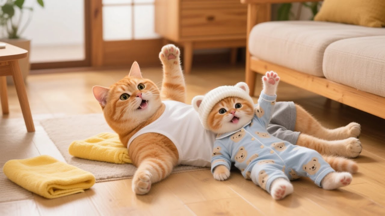 Ginger Kitten & Papa Cat Causing Trouble😹, Will Mama Cat Find Out?🏠 ...