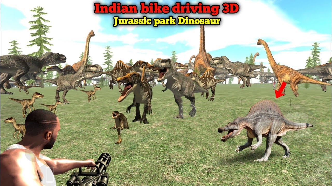 Indian bike Jurassic park dinosaur kill | Dinosaur code | Indian bike driving 3D - YouTube