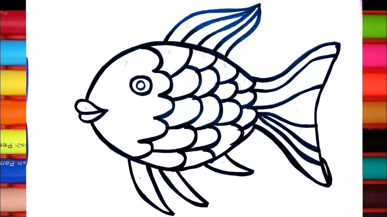 Fish Drawing, colouring and painting for, Toddlers | & kid's | How to ...