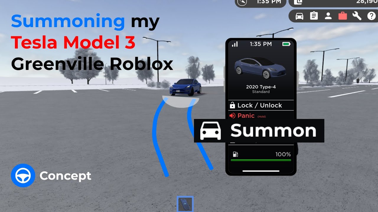 Summoning my Tesla Model 3 | Greenville Roblox Concept - YouTube