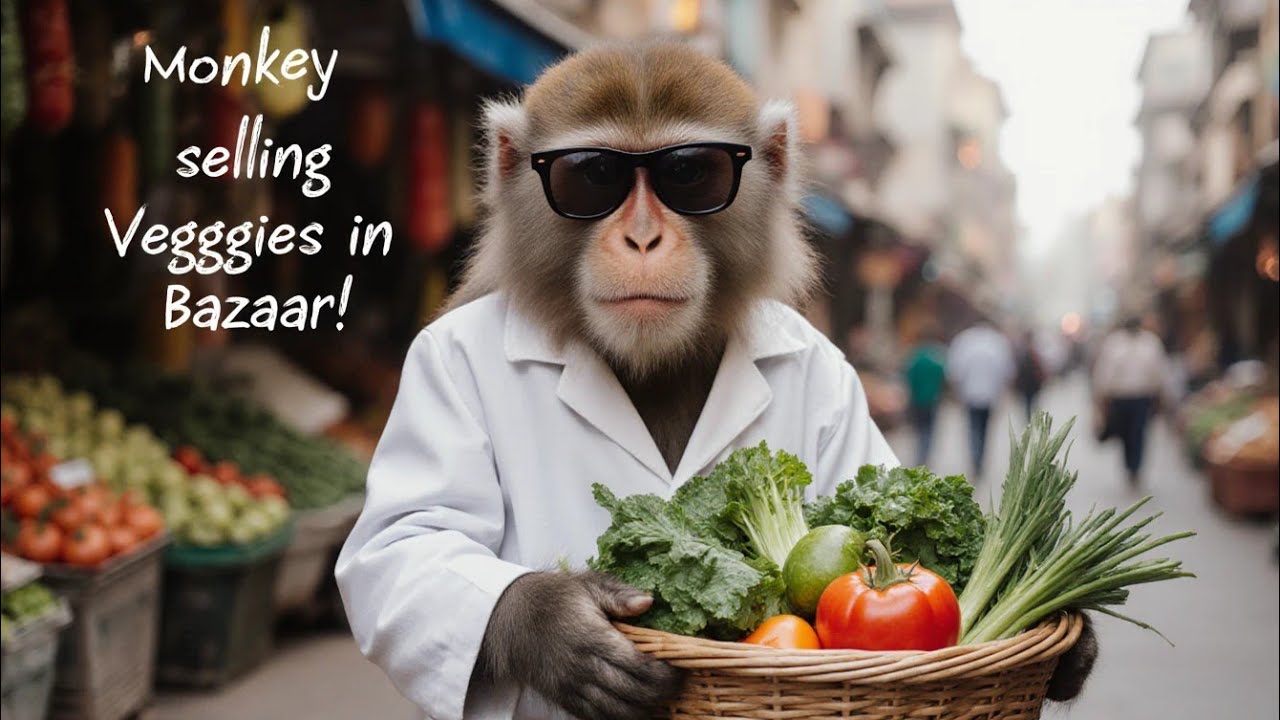 Funny Monkey Selling Vegetables in the Market 😂 | Talking Monkey Vendor ...