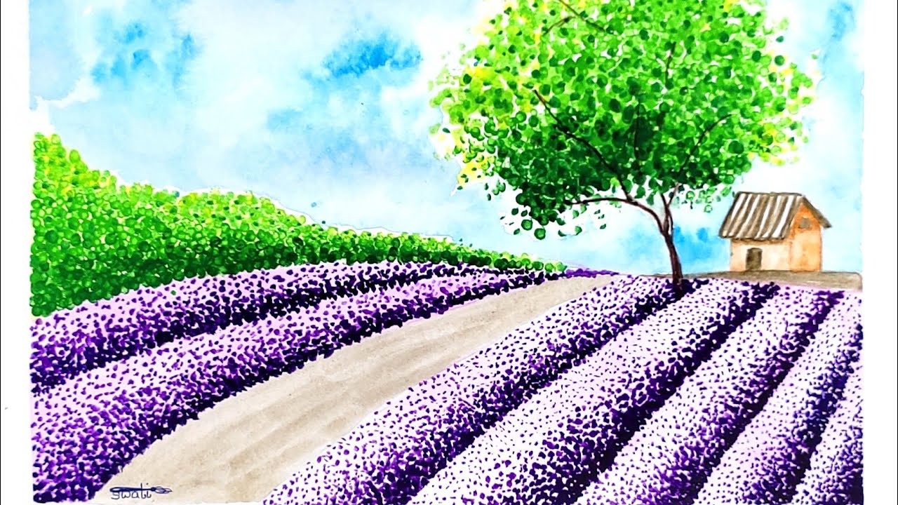 Pointillism art|pointillism scenery drawing|scenery drawing easy|easy ...
