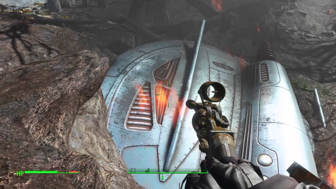 Fallout 4 UFO Crash and Alien Encounter - YouTube