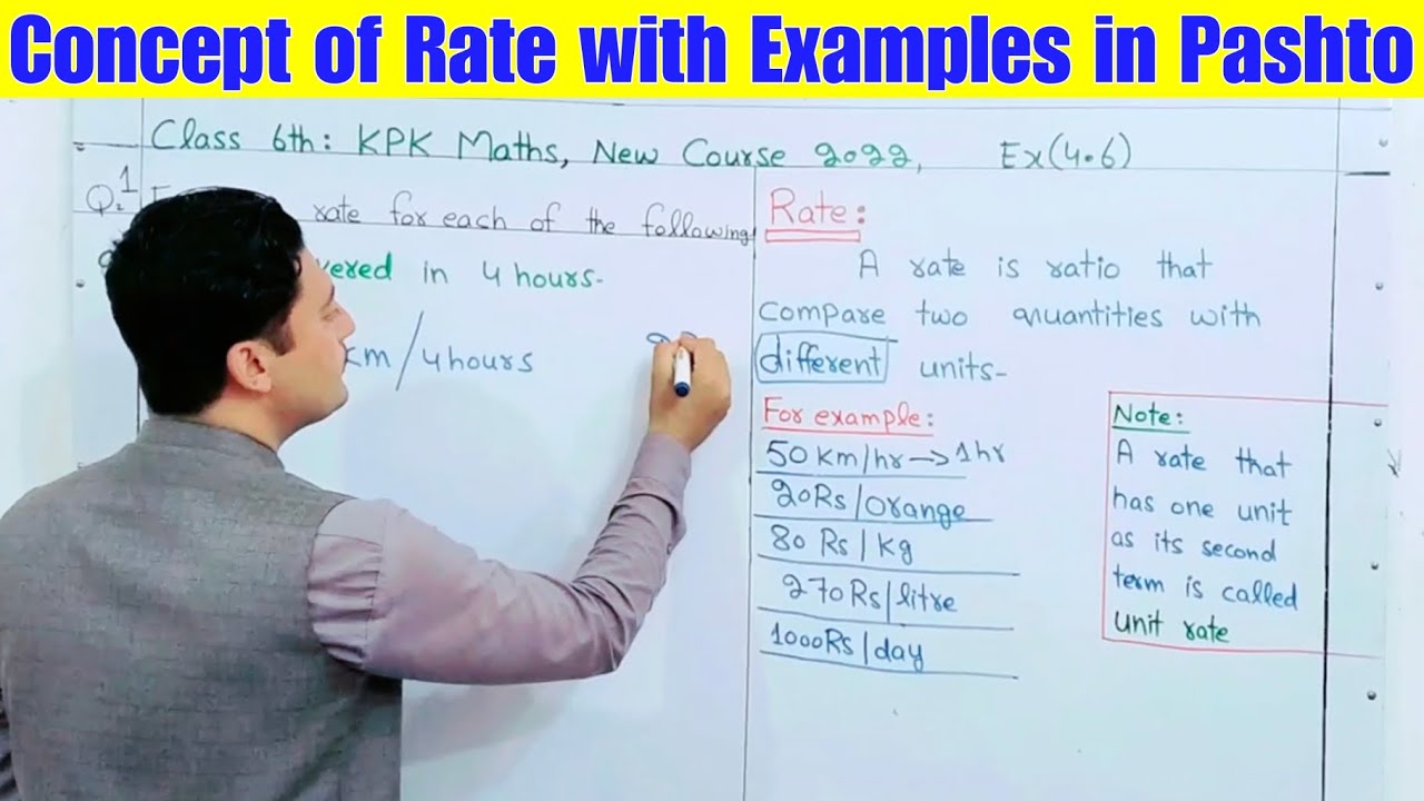 Concept of rate in pashto | Class 6th kpk maths Ex 4.6 Q no 1 All parts ...