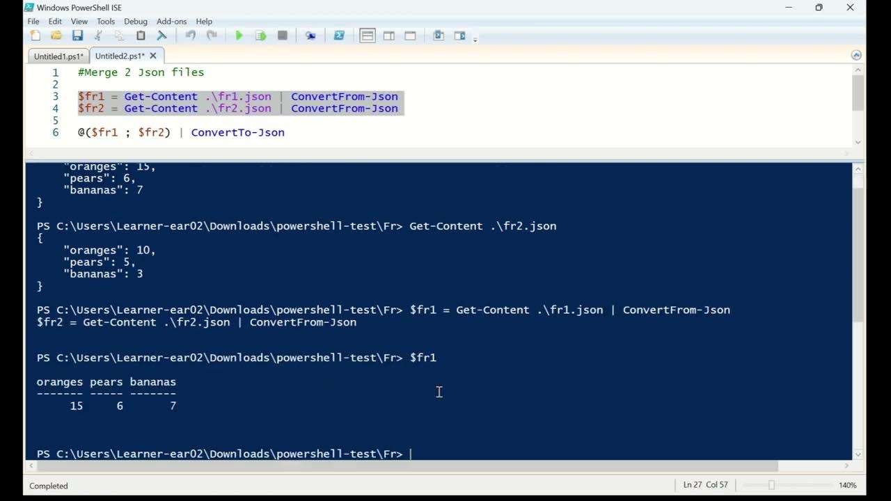 PowerShell - Merge 2 JSON files - YouTube