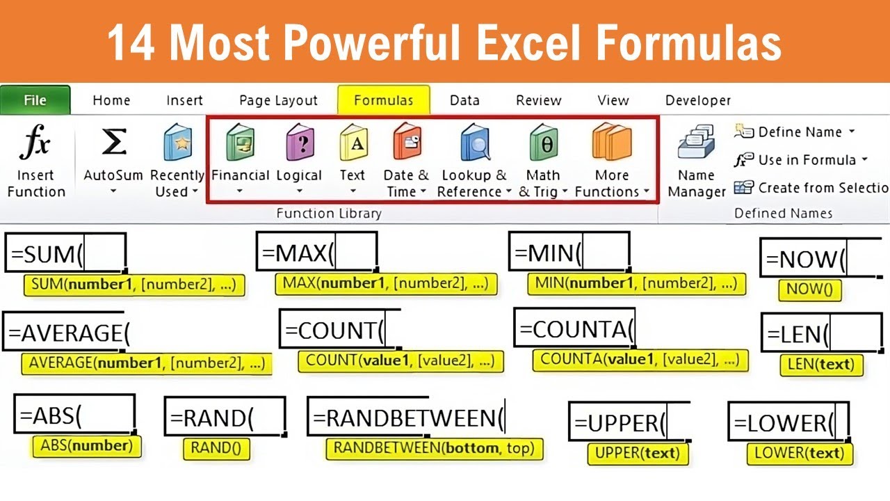 14 Best Excel Formula For Every One Excelformula Excel Msexcel Youtube