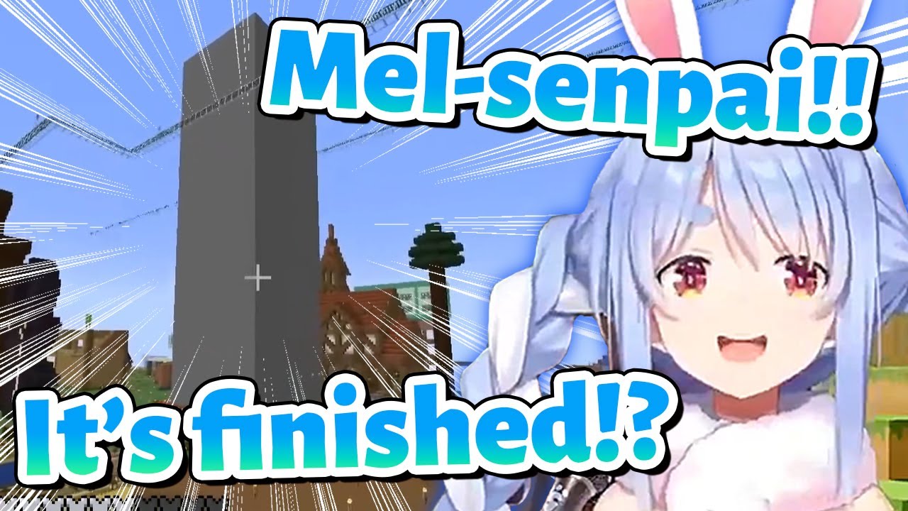 Pekora happy to see Mel's building finished 【Minecraft/Hololive Clip ...