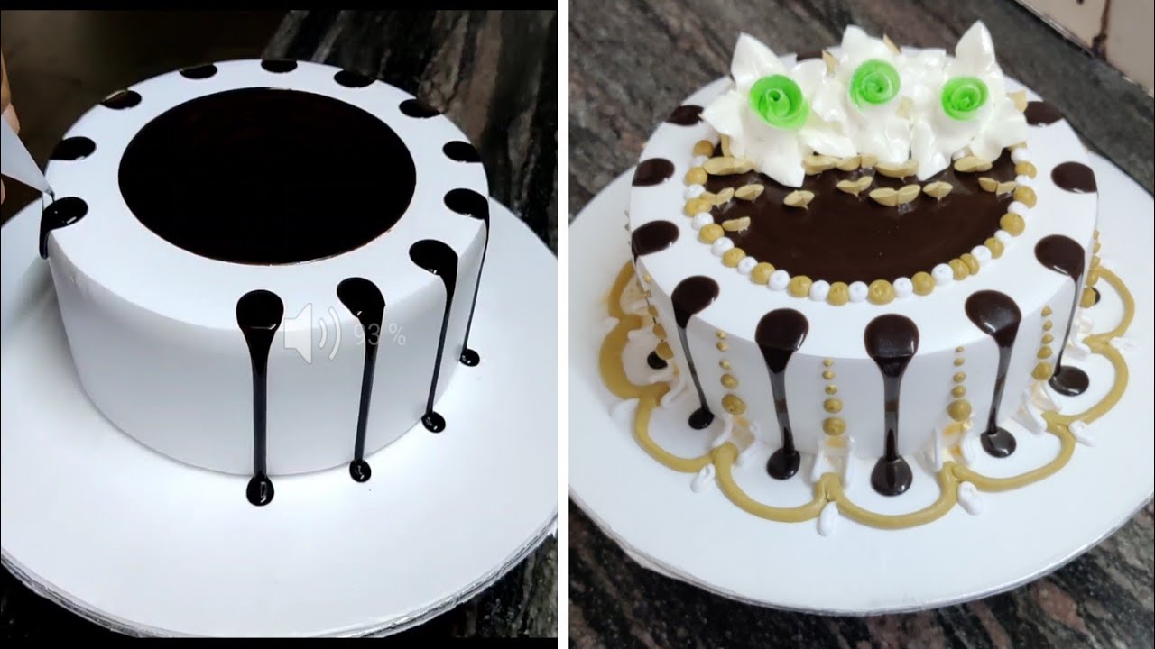 Simple and Quick Birthday Cake Design | Chocolate Droping Cake Design ...