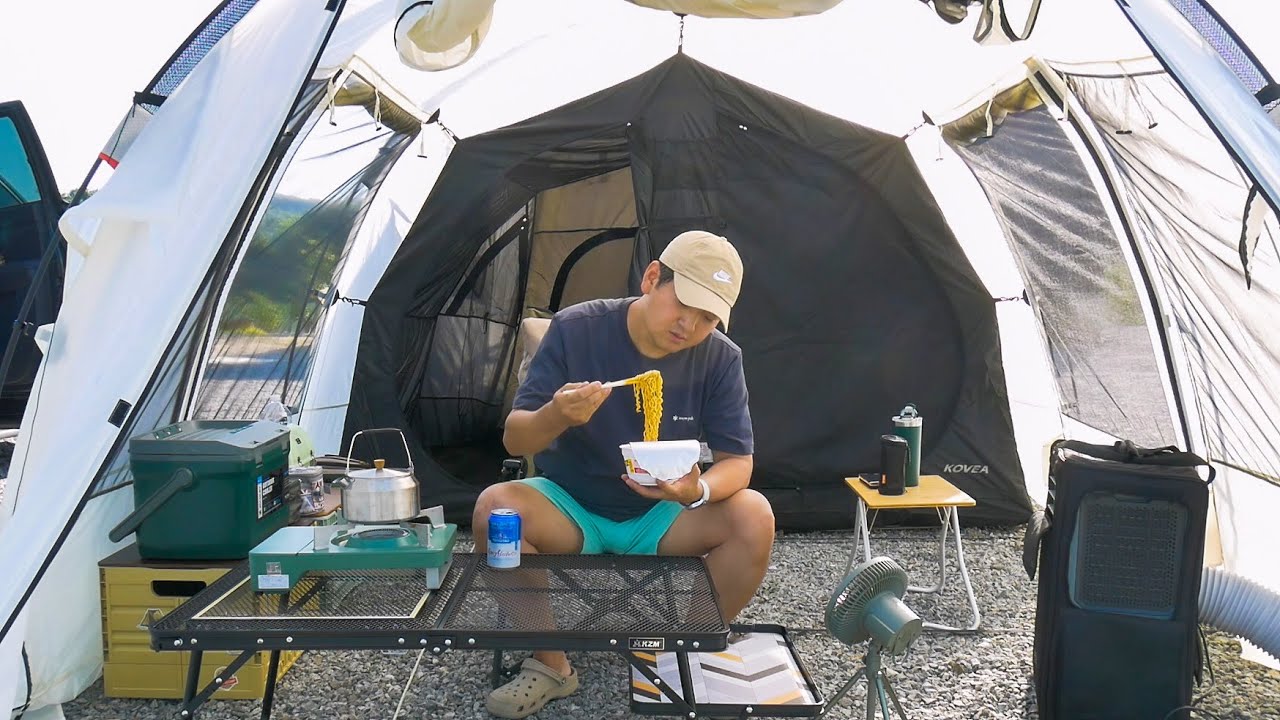 Solo Camping in Korea -the sound of birds and grass bugs in the morning ...