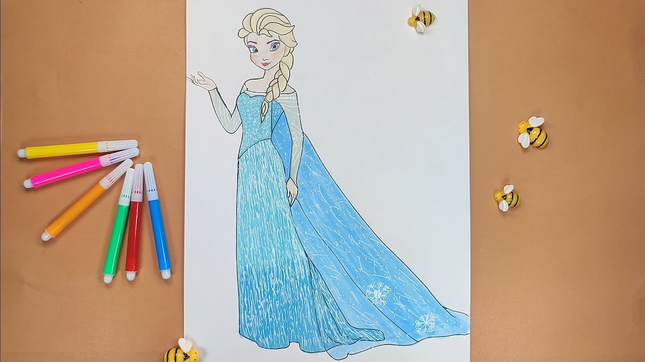 Drawing and Coloring the Magical Power Queen Elsa from Frozen - easy ...