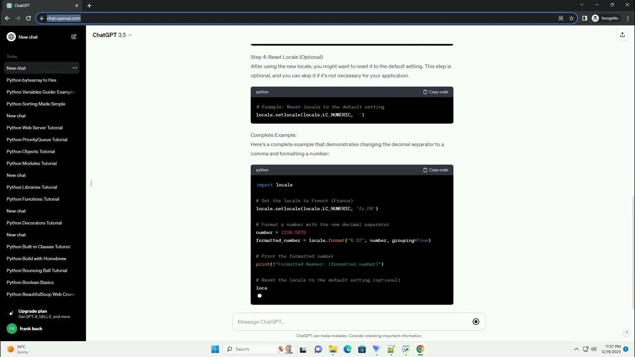 python change decimal separator - YouTube