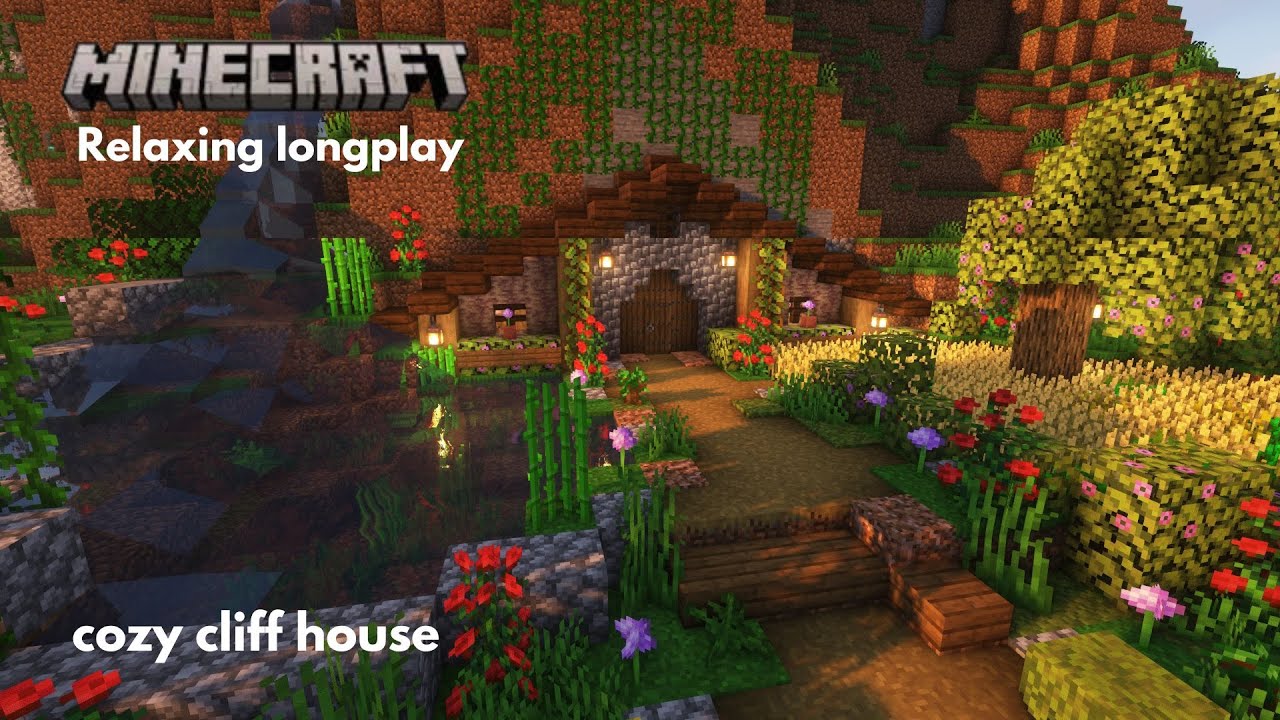 Minecraft Relaxing Longplay - Building a cozy cliff house (No ...