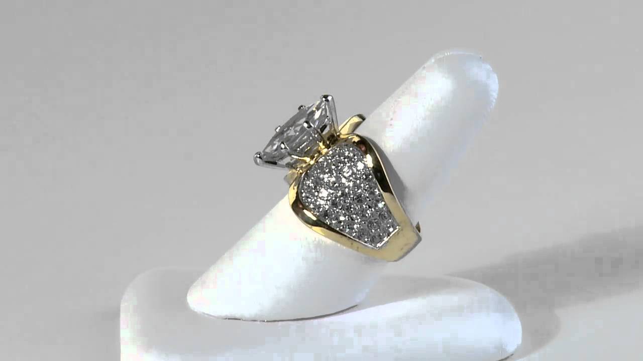 Cubic Zirconia Gold-Plated Pave Ring 14k DiamonUltra CZ Fashion Jewelry ...