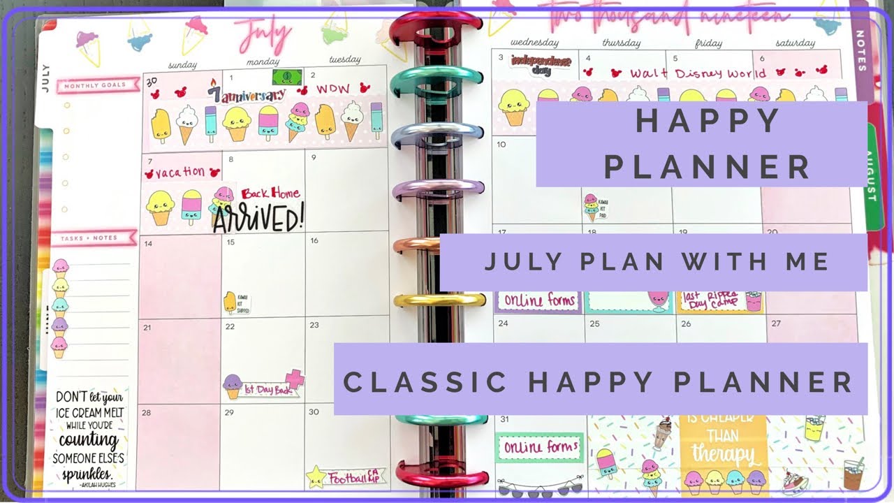 July Plan With Me | Sweet Kawaii Design | Happy Planner - YouTube