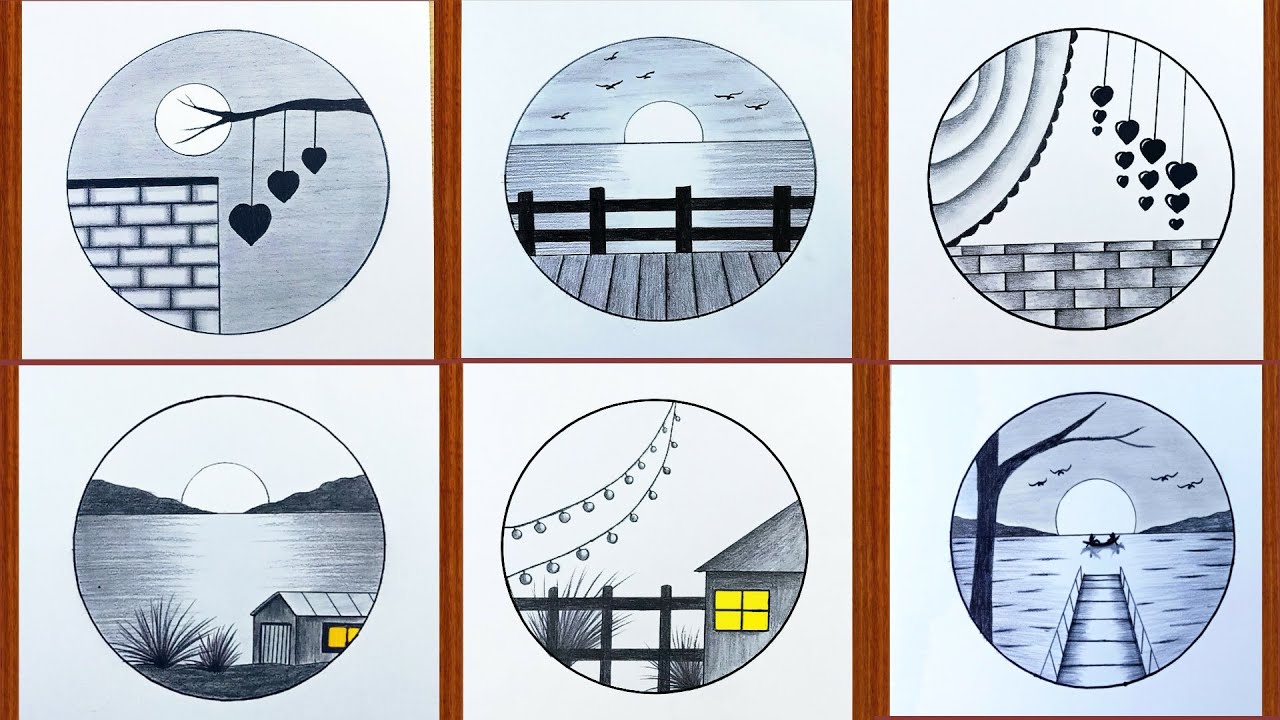 Easy 6 Scenery Drawing / Drawing for beginners / Easy Drawing Ideas for ...