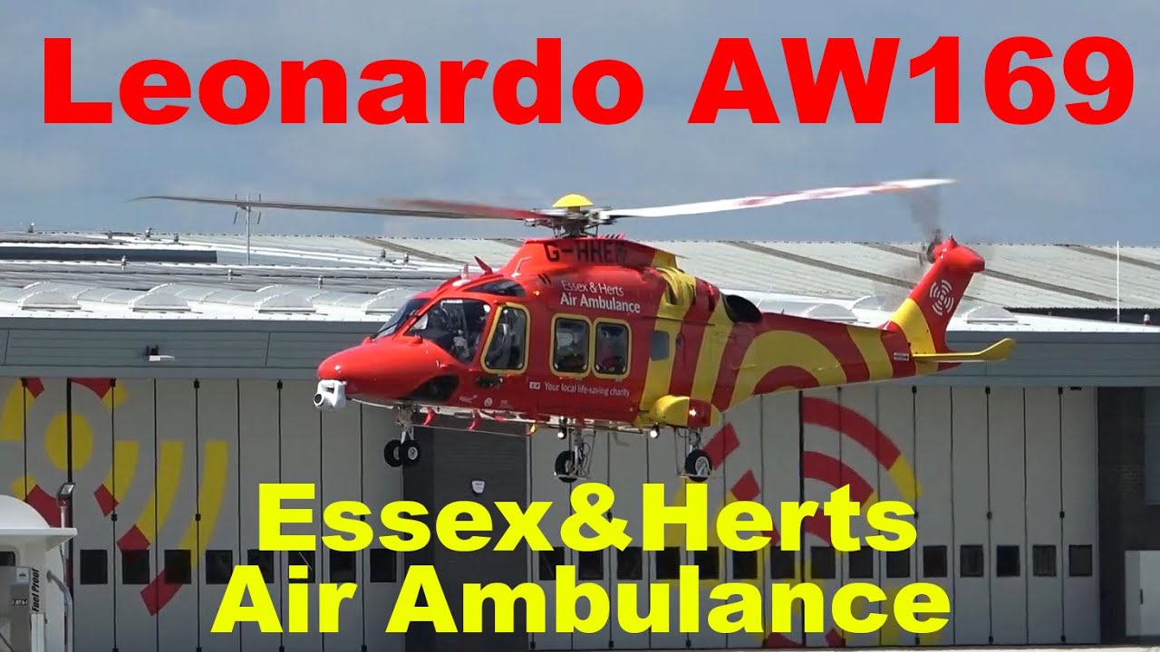Essex&Herts Air Ambulance AW169 engine start, takeoff and landing at ...