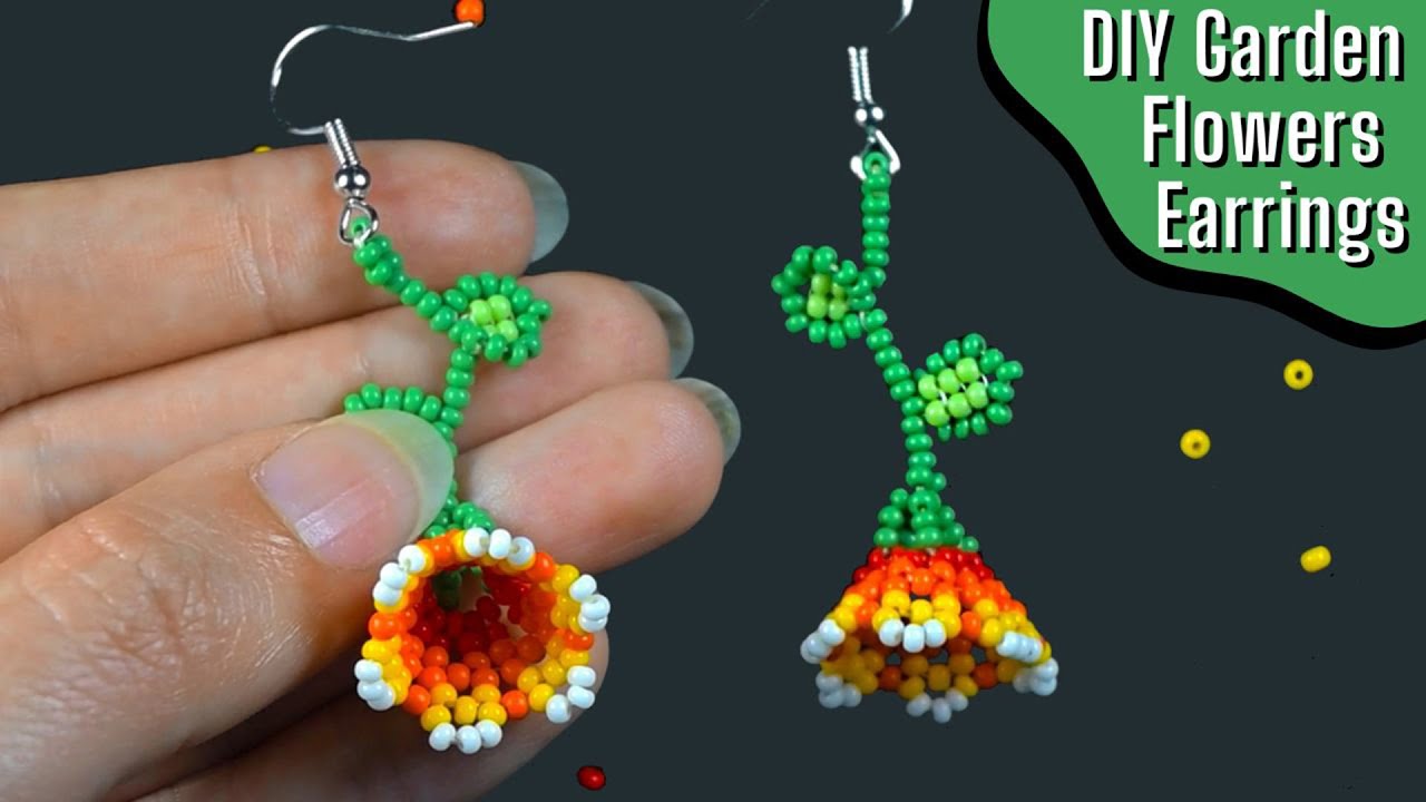Garden Flowers Beaded Earrings - Tutorial || DIY - YouTube