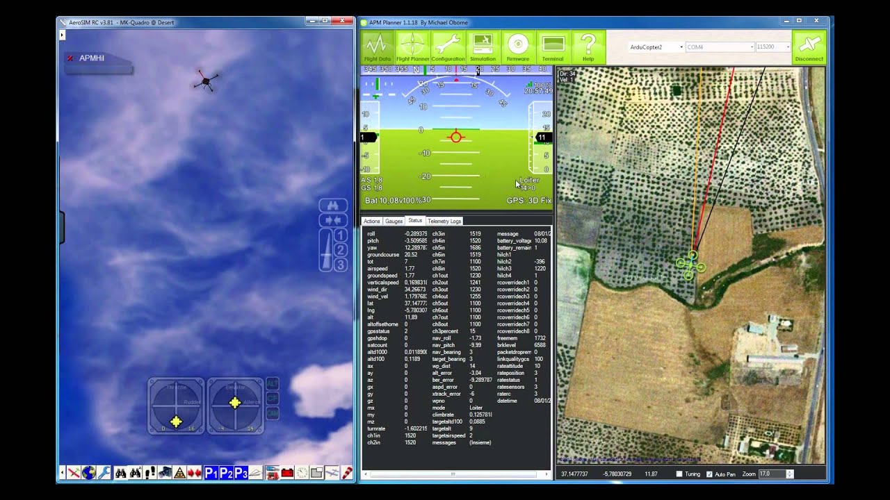 ArduCopter V2.1.1r8 Alpha - Autolanding failure with AeroSim RC - YouTube