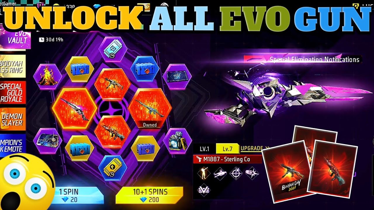 😱😱😱 Unlock All evo gun with upgrade। ff today event। #ffevent #ffvideo ...