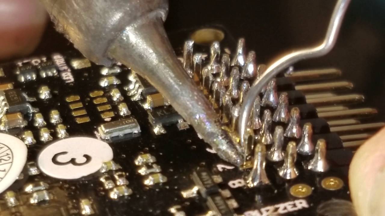 Soldering PWM pins on an F3 flight controller - YouTube